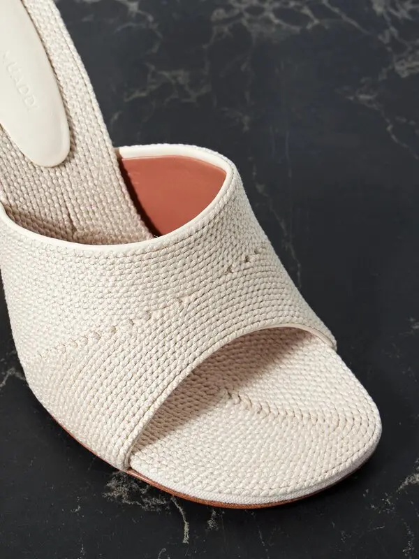 Amina Muaddi Taylor Woven Canvas Mules