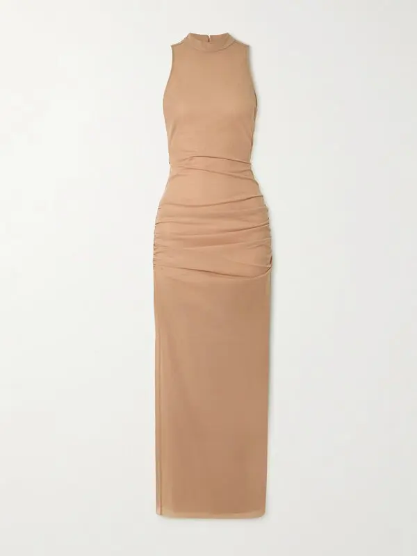 SIR. Ruby Open-back Gathered Crepe Midi Dress