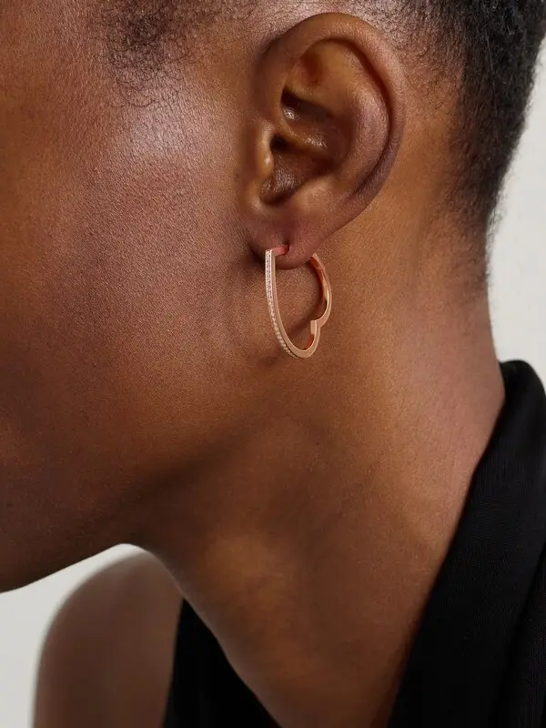 REPOSSI Antifer Large Heart Earring In 18-karat Rose And Diamonds