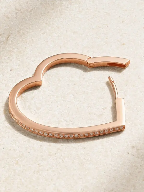 REPOSSI Antifer Large Heart Earring In 18-karat Rose And Diamonds