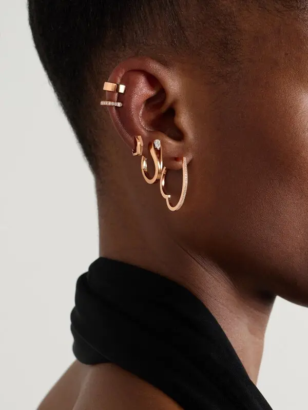 REPOSSI Antifer Large Heart Earring In 18-karat Rose And Diamonds