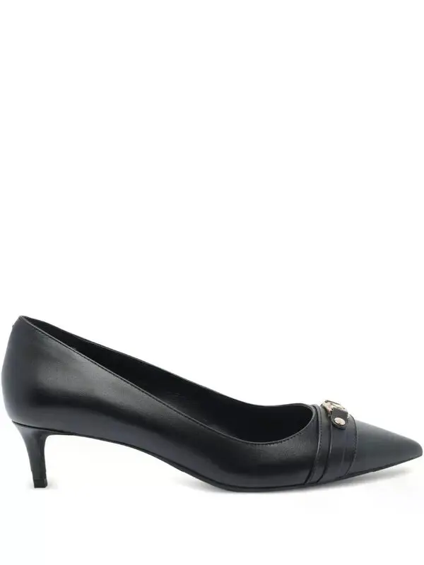 Michael Kors Leather Logo Plaque Kitten Heel Pumps