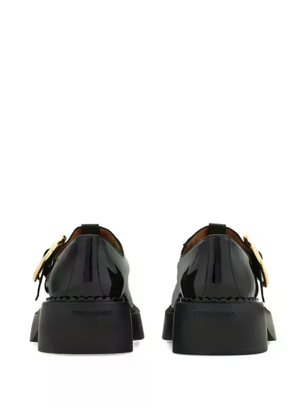 FERRAGAMO Patent Leather T-strap Buckle Pumps