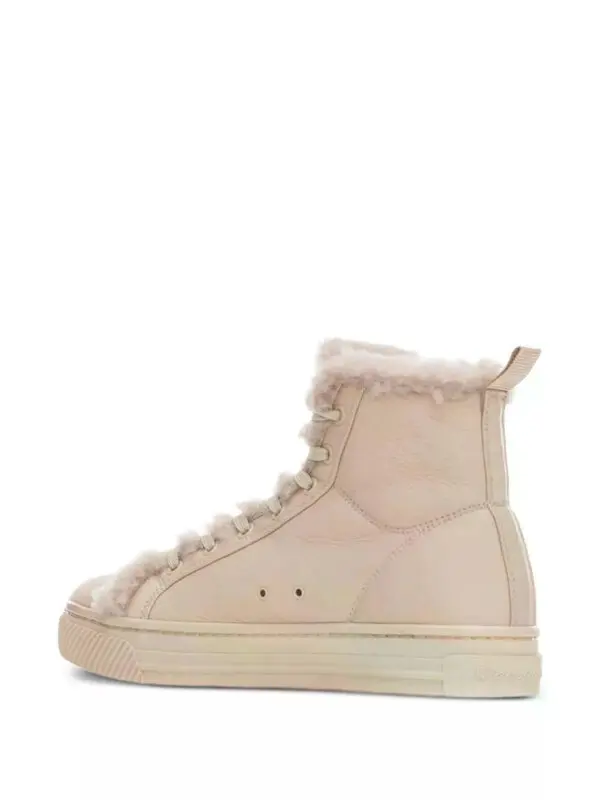 GIANVITO ROSSI Shearling Trimmed Lace-up Leather Boots