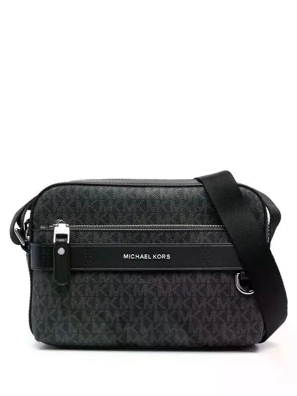 Michael Kors Monogram Embossed Shoulder Bag - Black