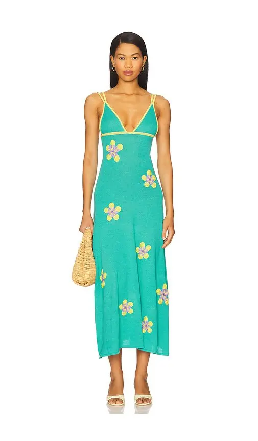 CAPITTANA Carolina Flowers Dress - Teal