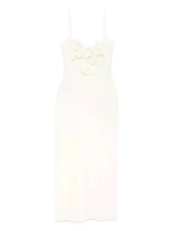 Magda Butrym Floral-appliqué Midi Dress - Neutrals