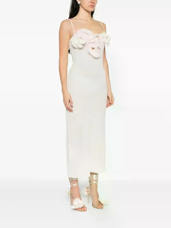 Magda Butrym Floral-appliqué Midi Dress - Neutrals