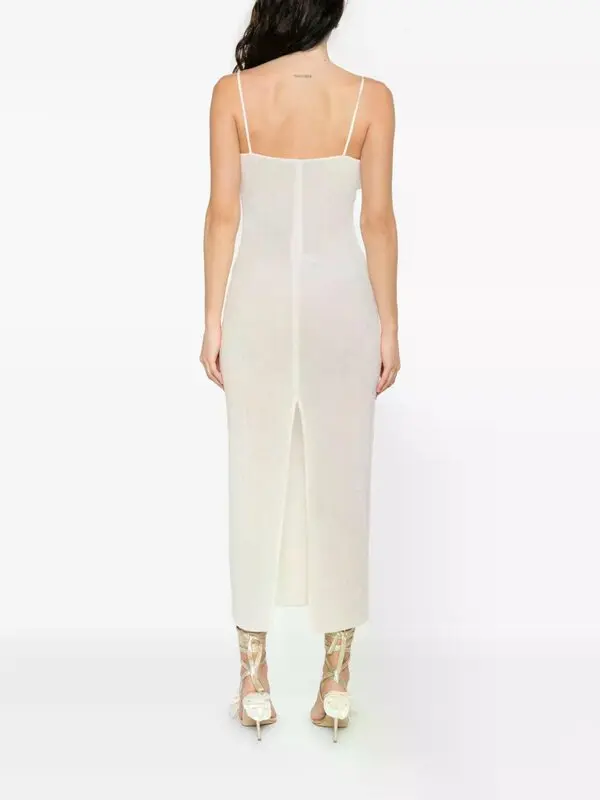 Magda Butrym Floral-appliqué Midi Dress - Neutrals