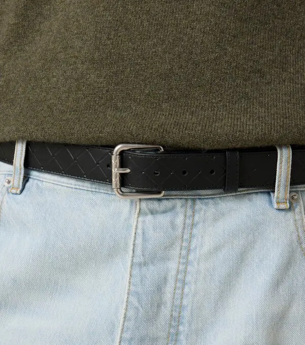 Bottega Veneta Intrecciato Stamp 35mm Leather Belt