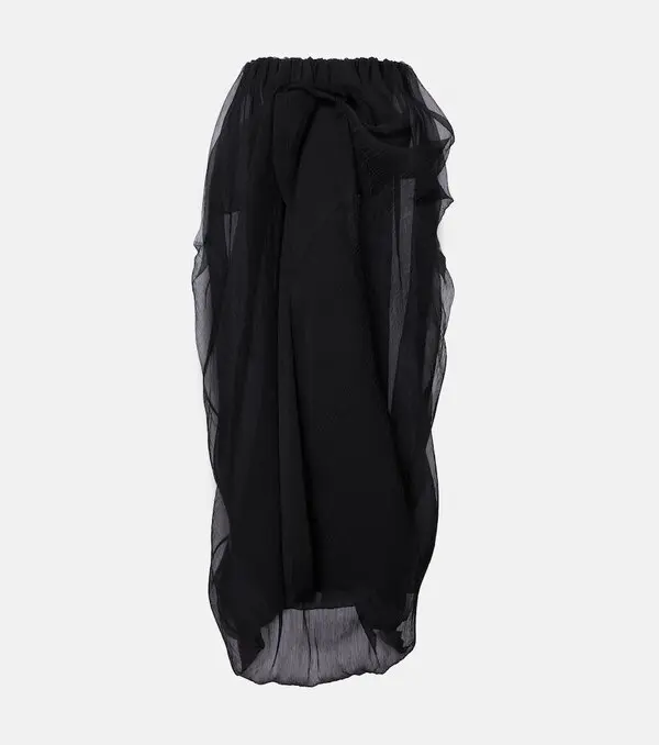 Magda Butrym Ruffled Silk Tulle Maxi Skirt - Black