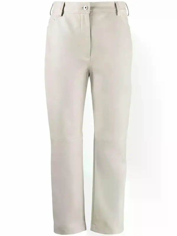 Stella McCartney Hailey Cropped Faux Leather Trousers - Neutrals