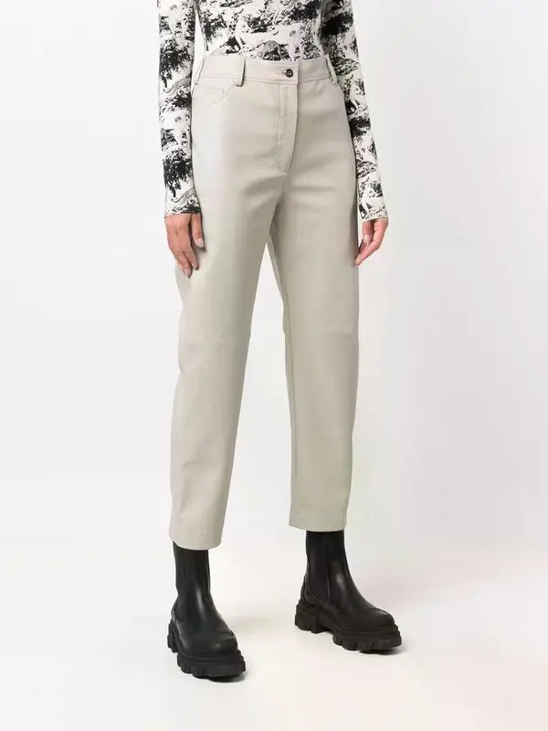 Stella McCartney Hailey Cropped Faux Leather Trousers - Neutrals