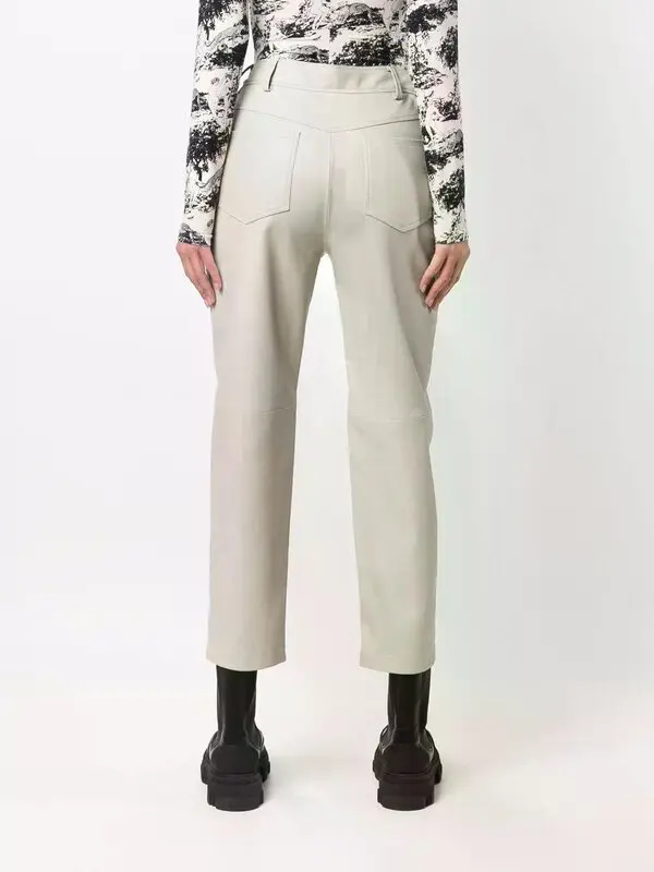 Stella McCartney Hailey Cropped Faux Leather Trousers - Neutrals