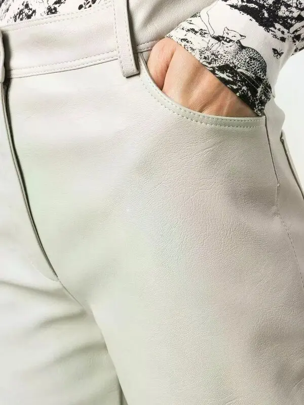 Stella McCartney Hailey Cropped Faux Leather Trousers - Neutrals
