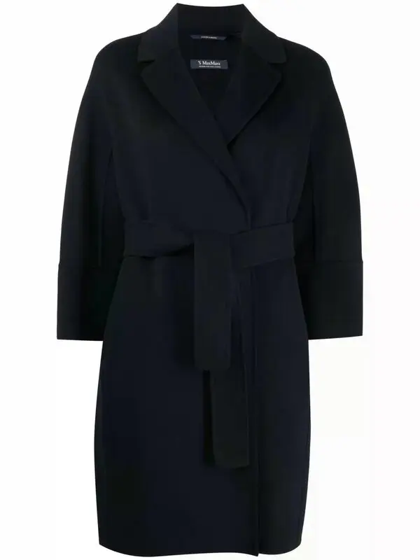 Max Mara Notched Lapel Single-breasted Virgin Wool Coat - Blue