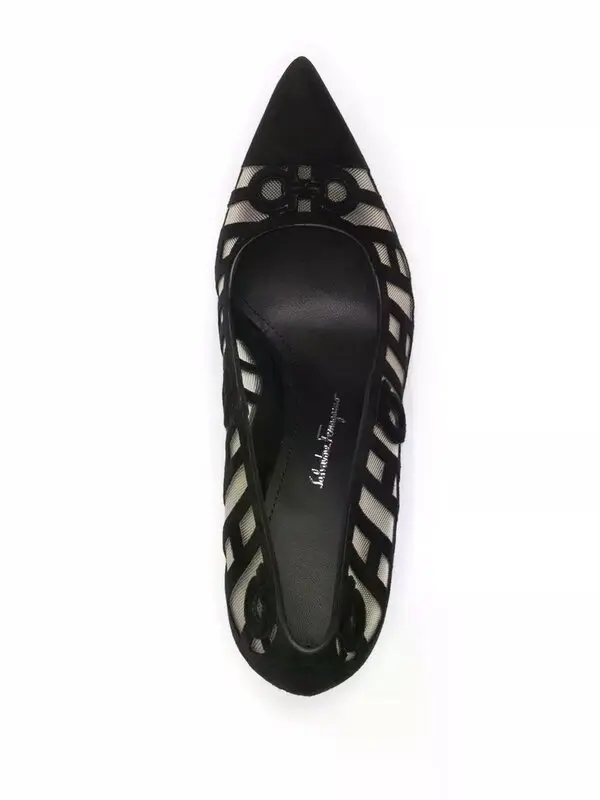 FERRAGAMO Suede Perforated Pumps With Mirror Heel