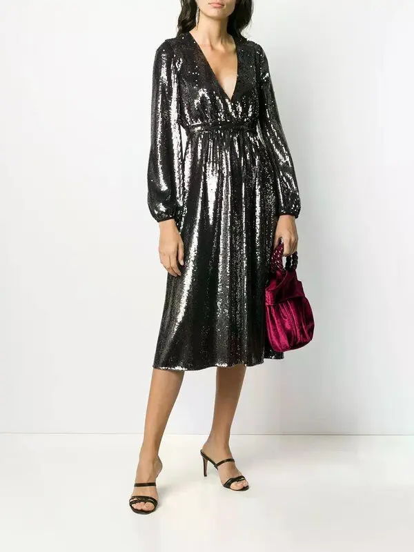 N°21 Sequin Detail Belted Midi Dress