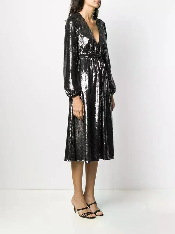 N°21 Sequin Detail Belted Midi Dress