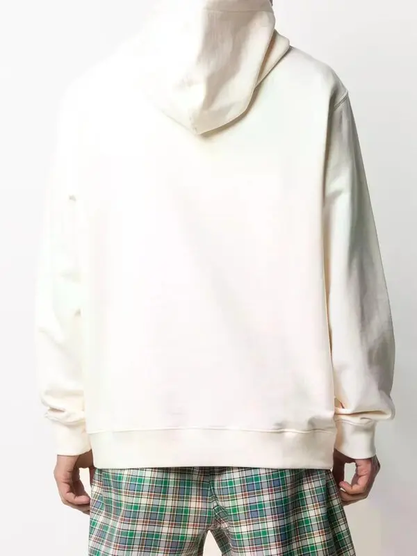 MSGM Cream Organic Cotton Future Print Hoodie