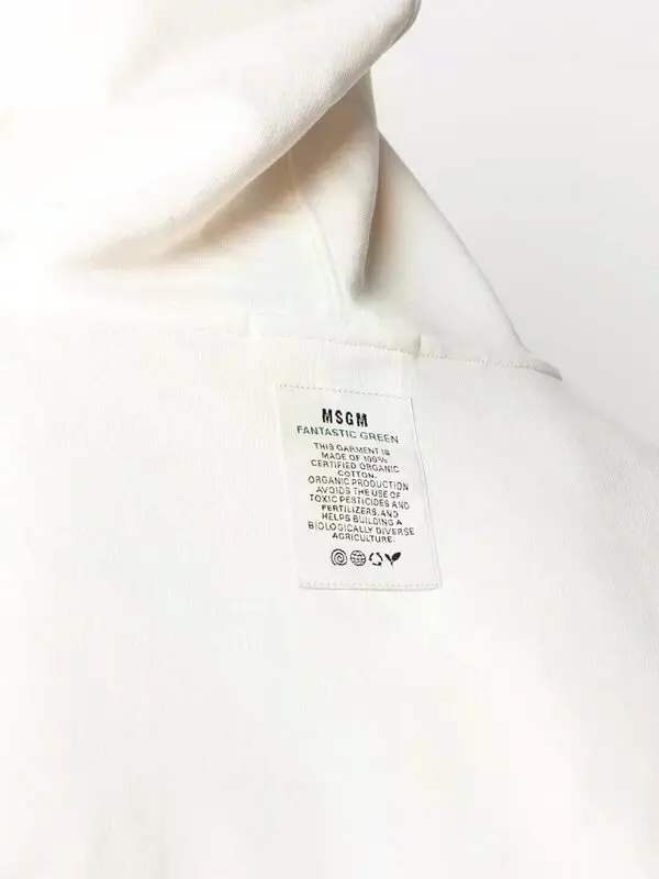 MSGM Cream Organic Cotton Future Print Hoodie