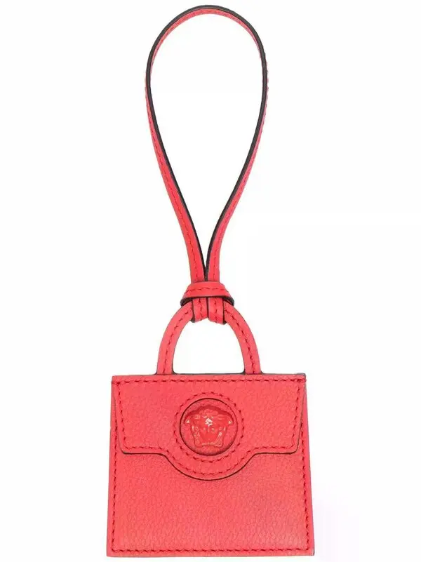 Versace Medusa Head Leather Tag - Red