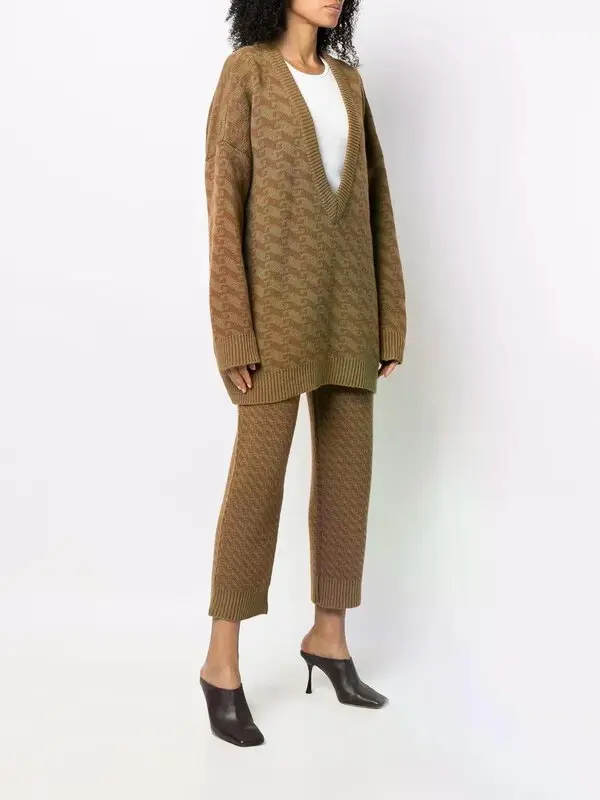 MAISON JEJIA Jacquard V-neck Knitted Jumper