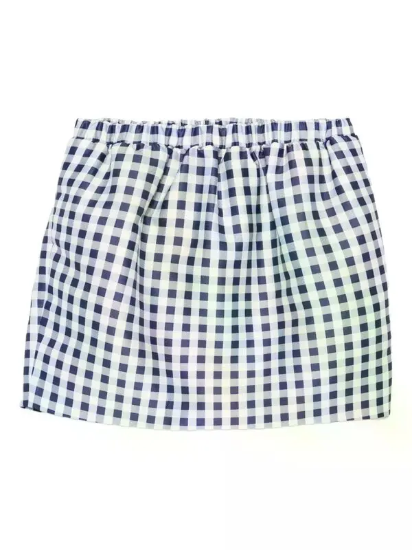 SELF-PORTRAIT Gingham Pleated Mini Skirt - Blue
