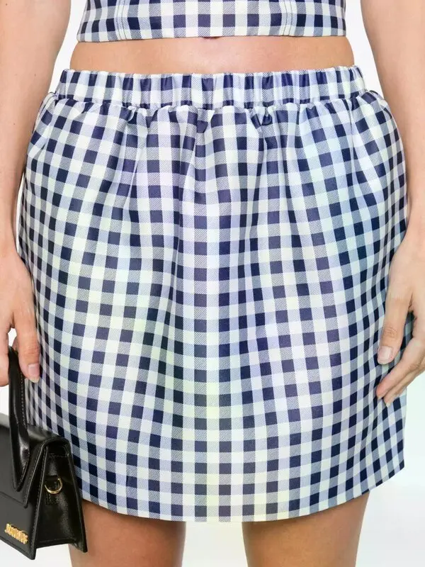 SELF-PORTRAIT Gingham Pleated Mini Skirt
