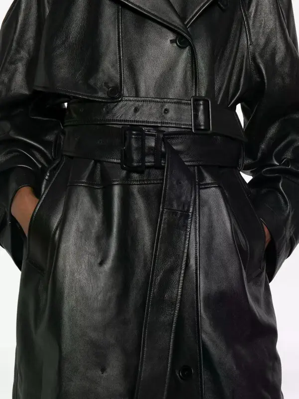 Balenciaga Belted Leather Coat