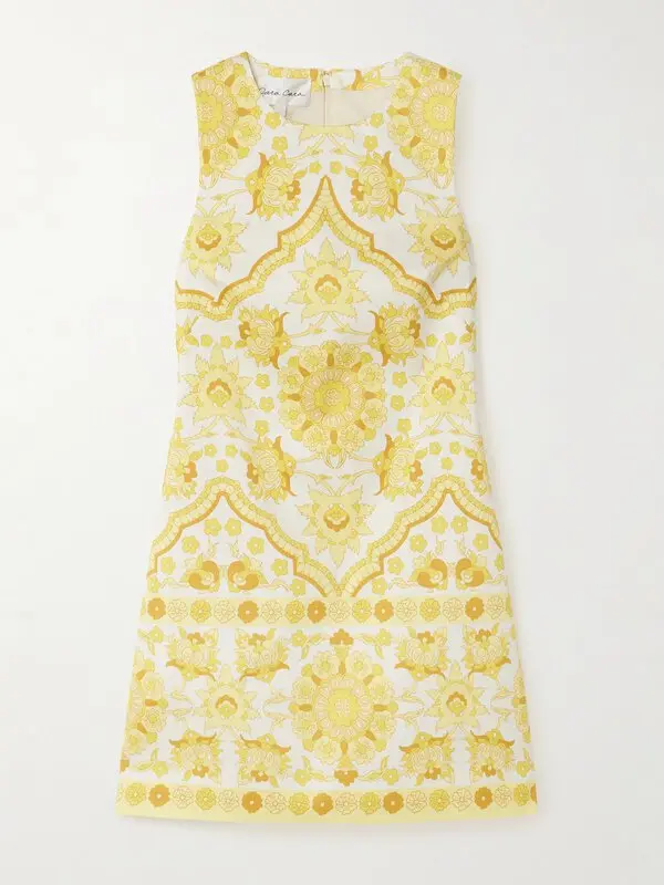 Cara Cara Mackenzie Printed Crepe Mini Dress - Yellow