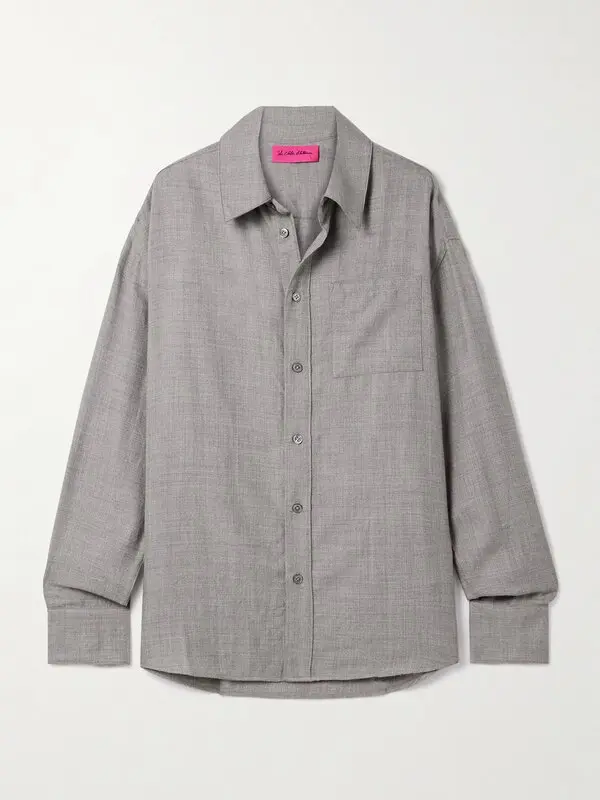 THE ELDER STATESMAN Oversized Wool And Cashmere-blend Shirt - Silver