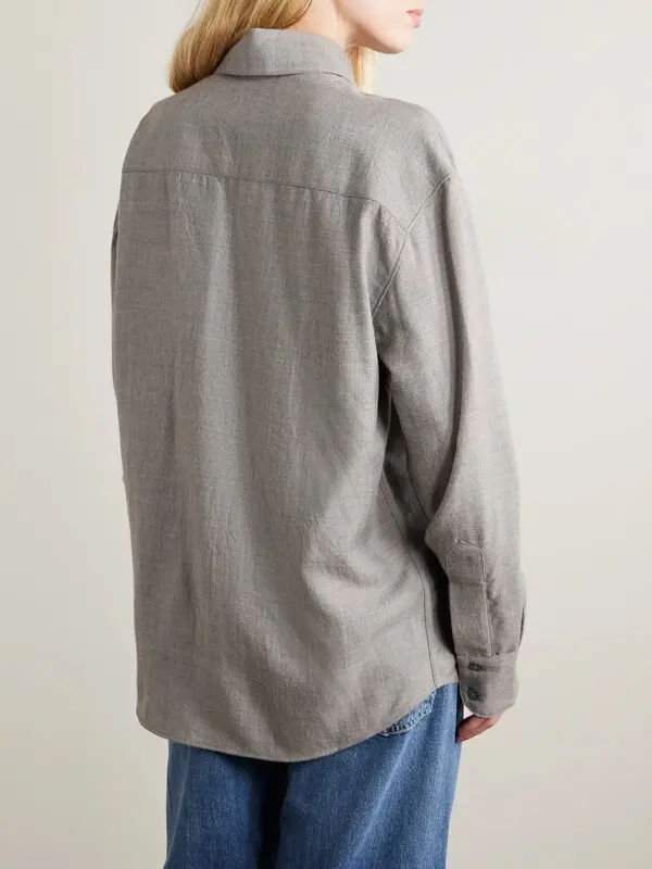 THE ELDER STATESMAN Oversized Wool And Cashmere-blend Shirt - Silver