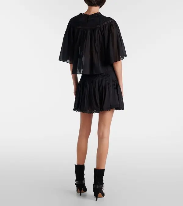 MARANT ETOILE Garia Lace-trimmed Cotton Blouse