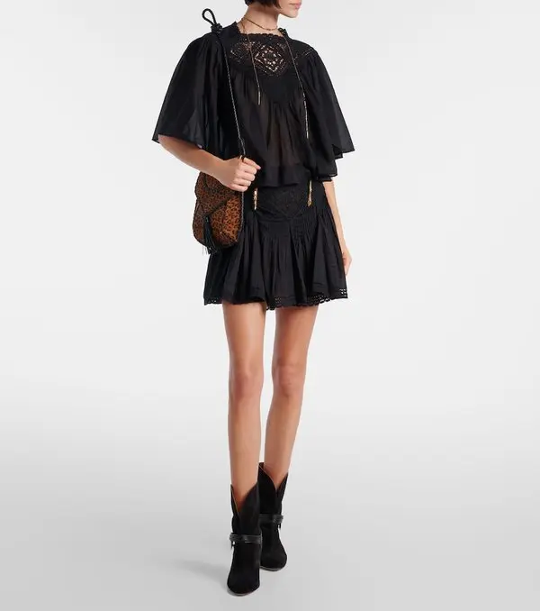 MARANT ETOILE Garia Lace-trimmed Cotton Blouse