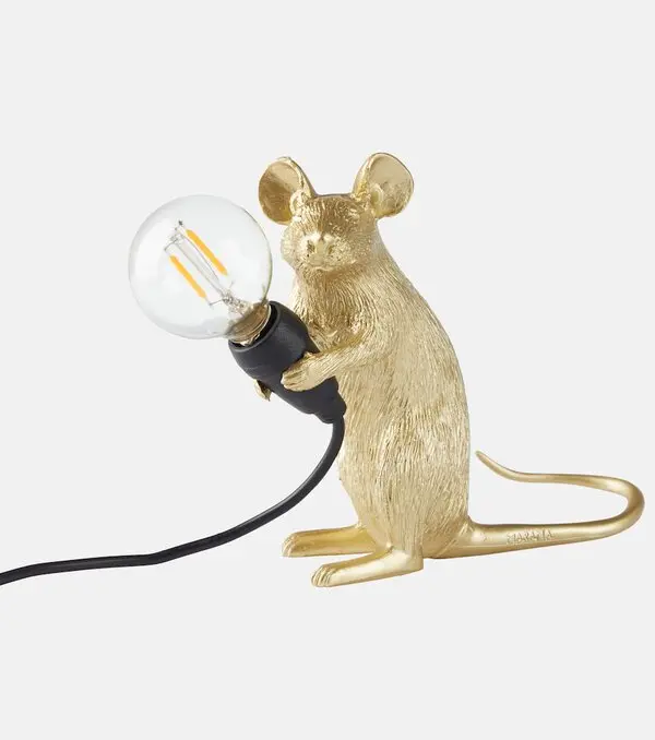 SELETTI Mouse Table Lamp Marcantonio Raimondi Malerba, Eu And Usb Plug - Gold