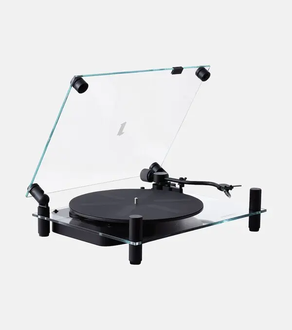 TRANSPARENT Turntable With Aluminum And Tempered Glass Construction - Black
