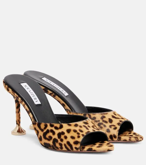 AQUAZZURA Bisous 85 Leopard-print Calf Hair Mules - Multicoloured