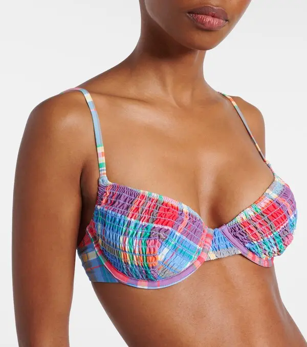 Polo Ralph Lauren Checked Balconette Bikini Top - Multicoloured