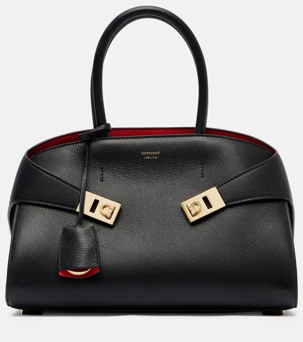 FERRAGAMO Hug Leather Tote Bag - Black