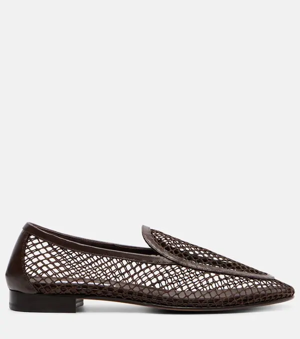 AQUAZZURA Saint Germain Leather-trimmed Moccasins
