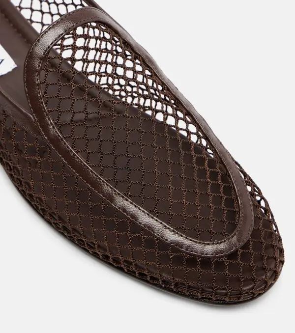 AQUAZZURA Saint Germain Leather-trimmed Moccasins