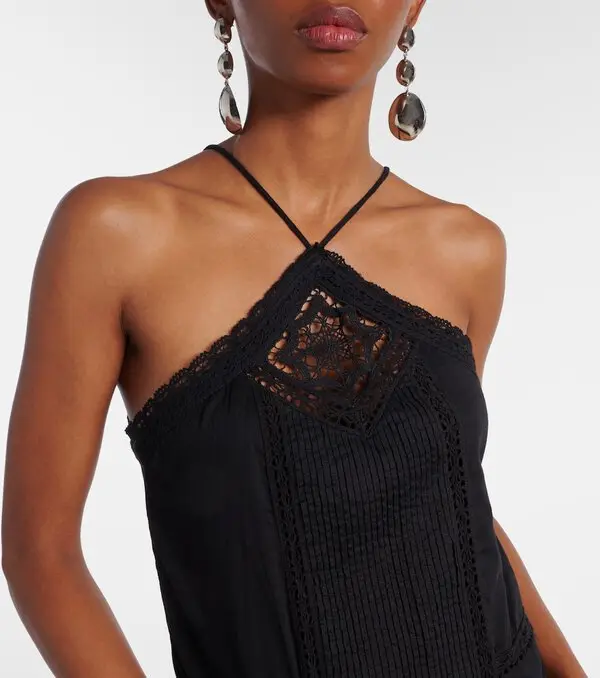 MARANT ETOILE Geraldin Lace-trimmed Cotton Minidress - Black