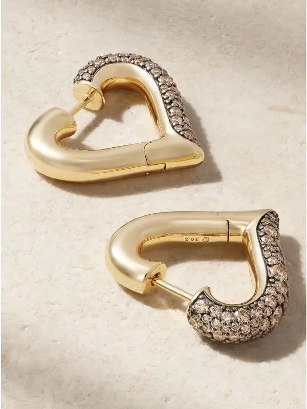 LUCY DELIUS Rhodium-plated Diamond Heart Earrings