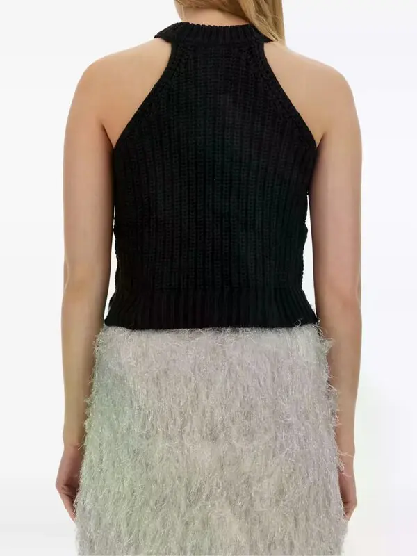 ALYSI Halter-neck Tassel Embellished Knit Top
