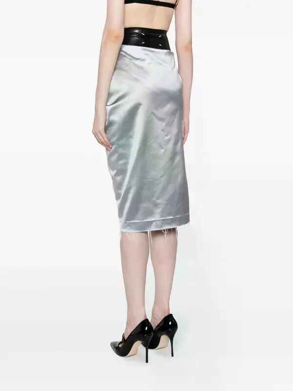 MAISON MARGIELA Deconstructed Satin Pencil Skirt - Blue