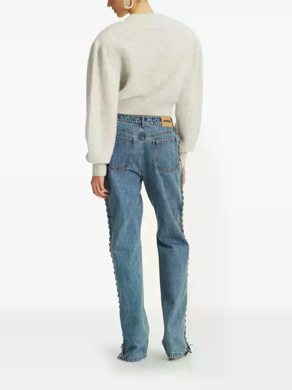 ROTATE BY BIRGER CHRISTENSEN Rose Embellished Puff Sleeve Cardigan - Grey