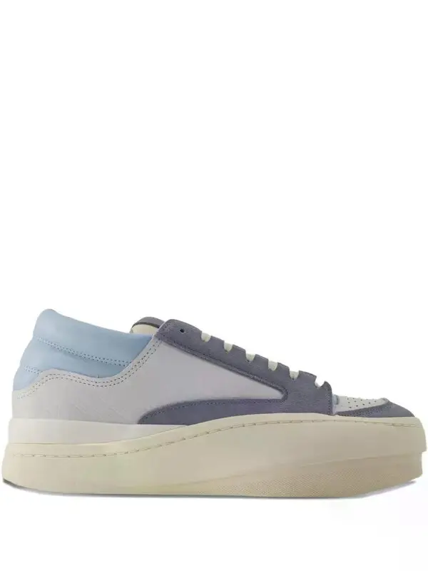 Y3 Suede Panelling Platform Sole Lace-up Sneakers - Grey