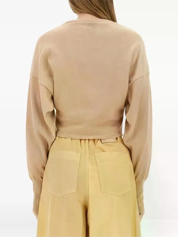 ALYSI Round Neck Cropped Cotton Sweater