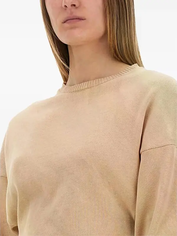 ALYSI Round Neck Cropped Cotton Sweater